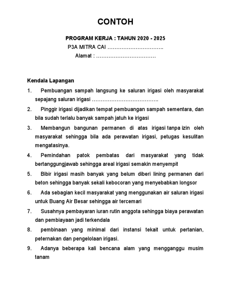 Contoh Program Kerja P3A | PDF