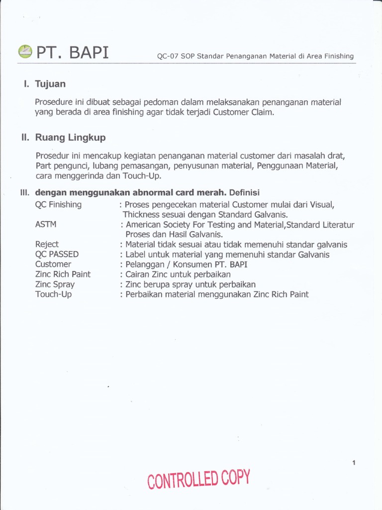 Ffi Pt. Bapi: Tujuan | PDF