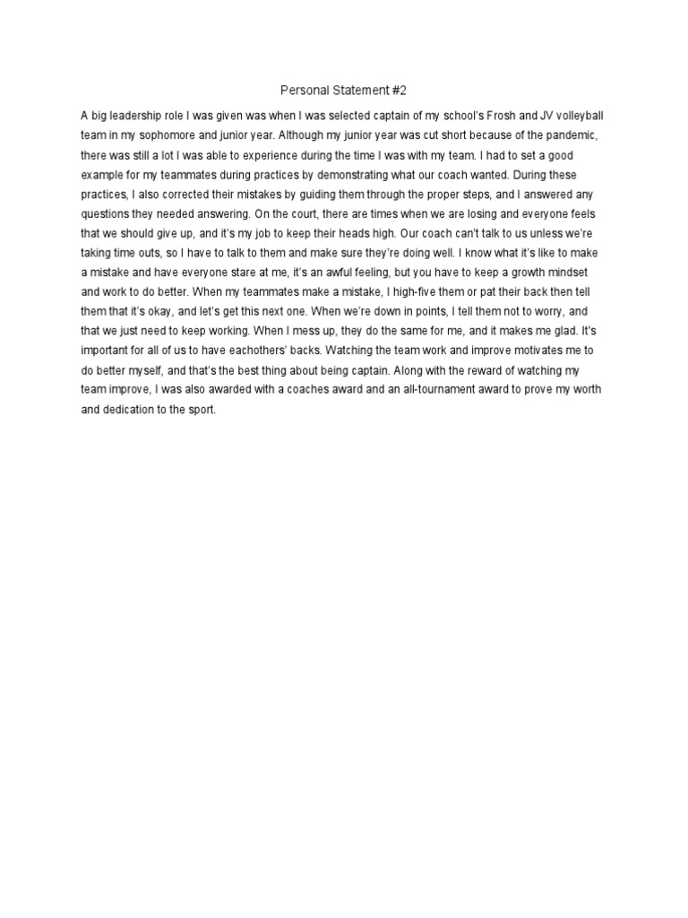 Leadership Experience as Volleyball Captain | PDF