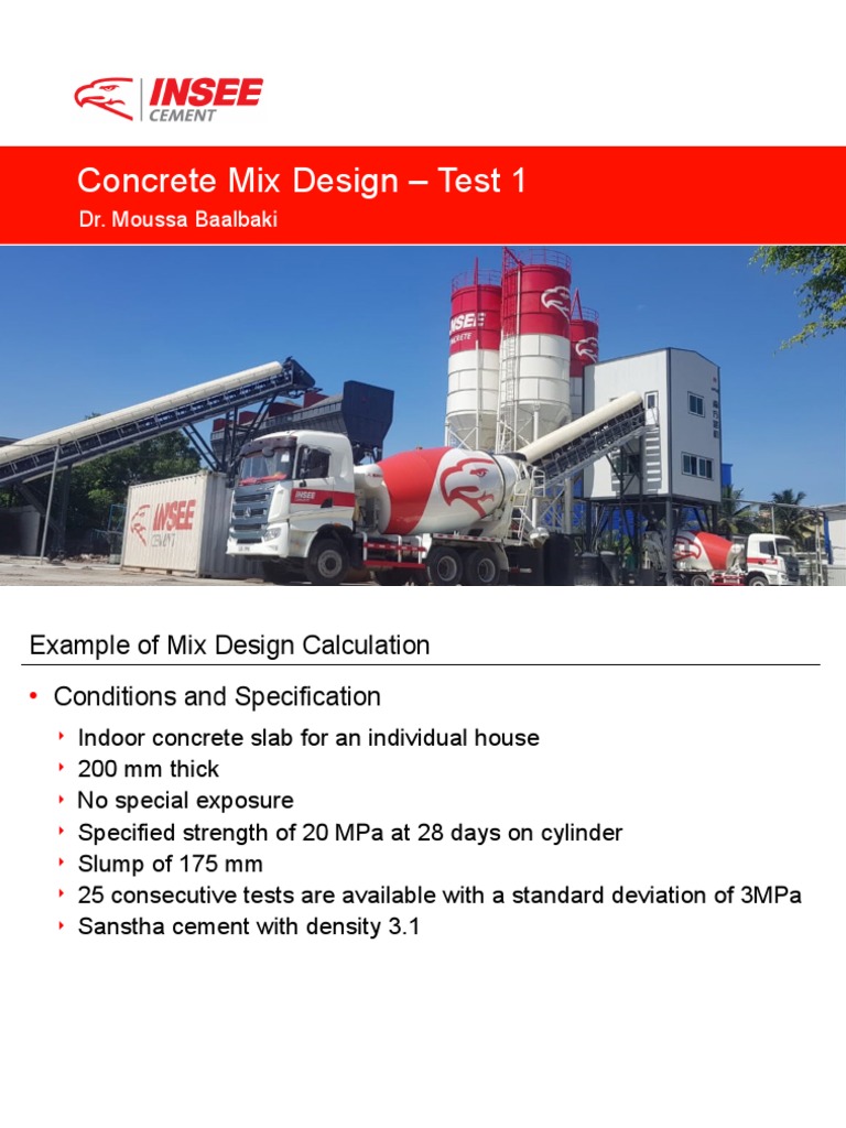 Test 1 - Concrete Mix Design Dishan | PDF | Composite Material | Concrete