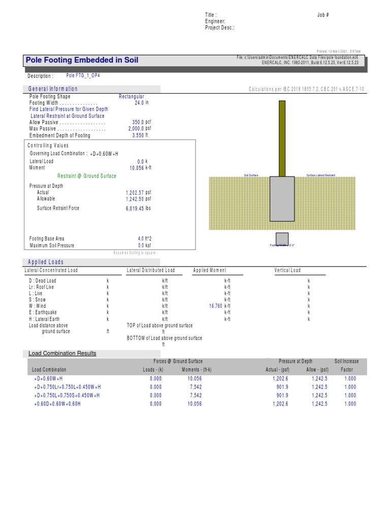 Pole Footing Embedded in Soil: General Information | PDF | Applied And ...