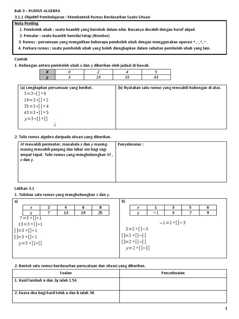 Bab 3 - Rumus Algebra | PDF