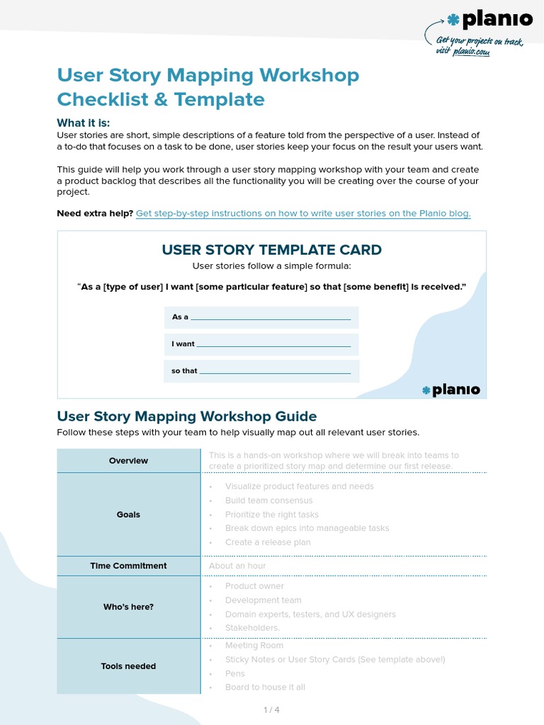 User Story Mapping Workshop Checklist & Template | PDF | Scrum ...