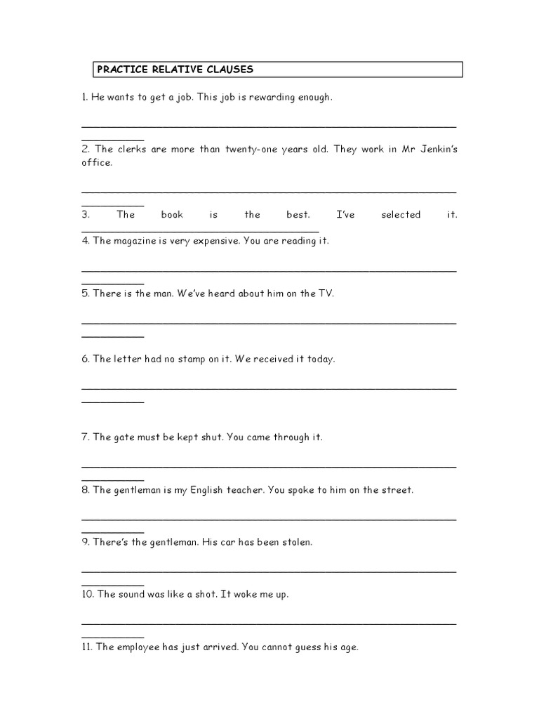 Practice Relative Clauses | PDF