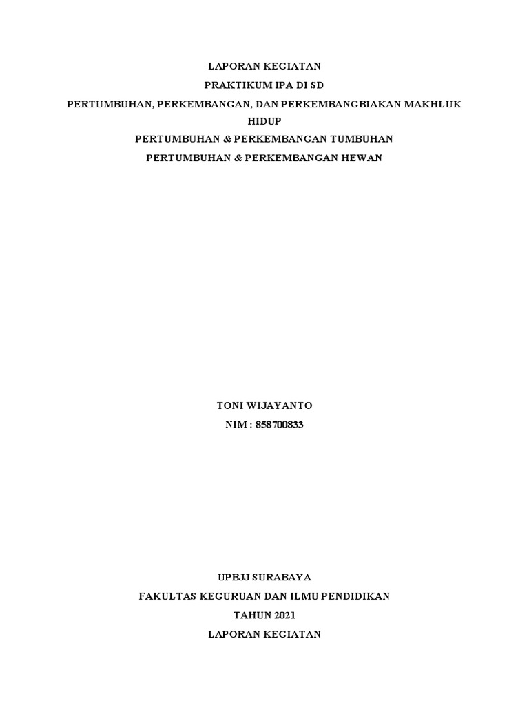 Modul 1 KP 3 Pertumbuhan Dan Perkembangan Makhluk Hidup 100% | PDF