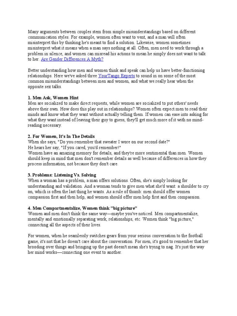 Many Arguments Between Couples Stem From Simple Misunderstandings Based ...