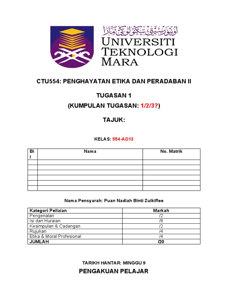 Cover Tugasan 1 Ctu554 | PDF