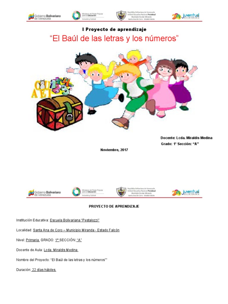 "El Baúl de Las Letras y Los Números": I Proyecto de Aprendizaje | PDF ...