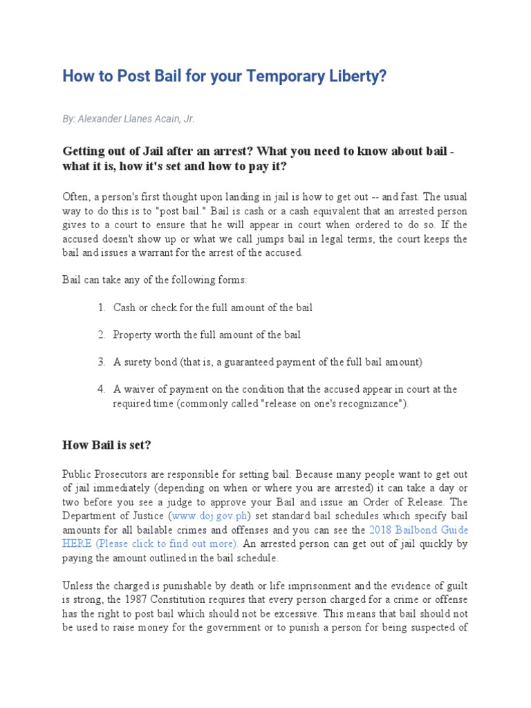 How To Post Bail For Your Temporary Liberty | PDF | Bail | Law Enforcement