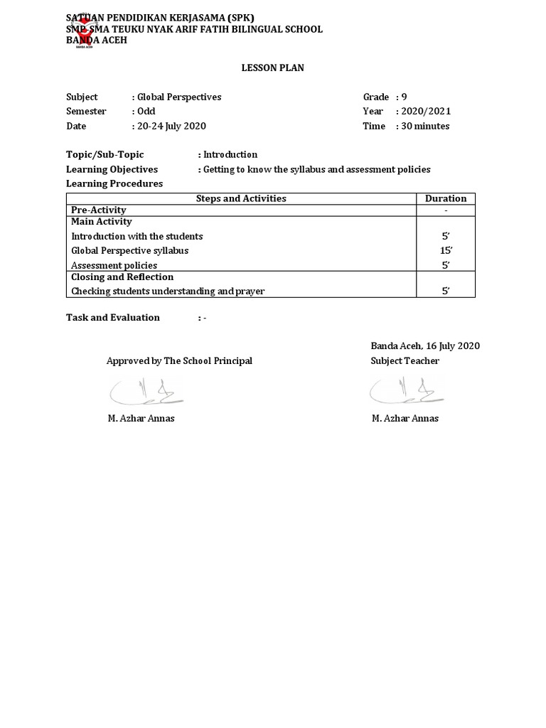 Lesson Plan GP Igcse | PDF | Lesson Plan | Observation