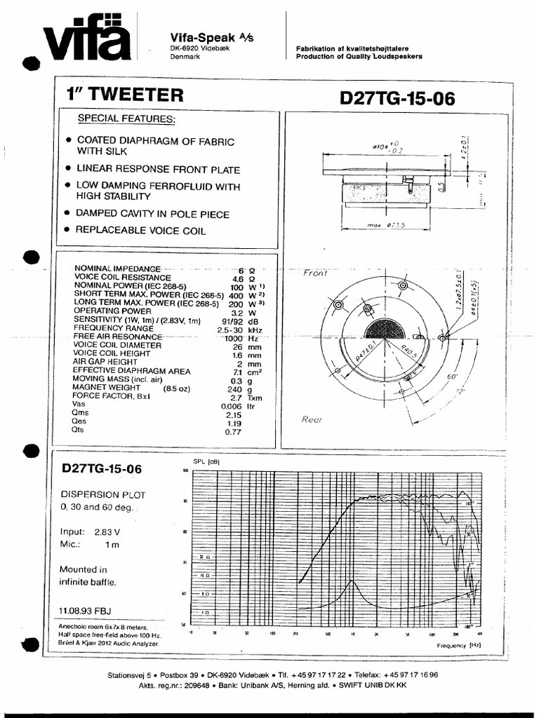 D27TG-15-06 Vifa Data | PDF