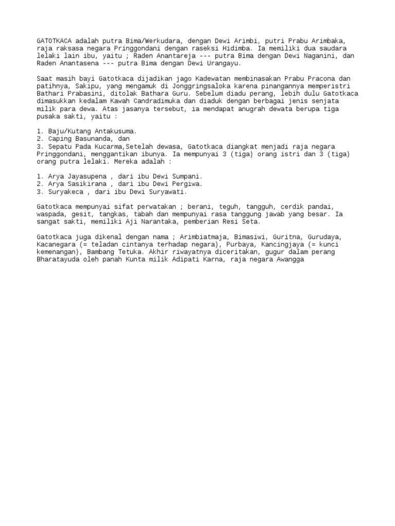 GATOTKACA Adala | PDF