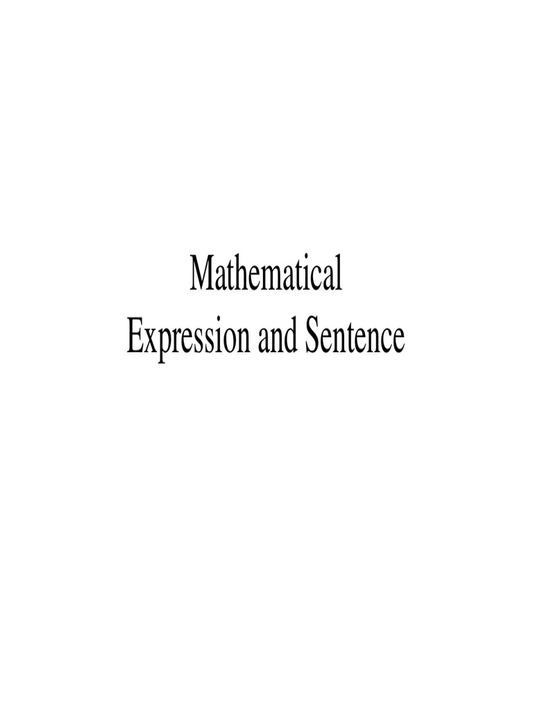 Mathematical Expression and Sentence | PDF | Equations | Algebra