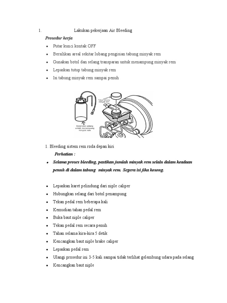 Prosedur Bleeding Rem Mobil Lengkap | PDF