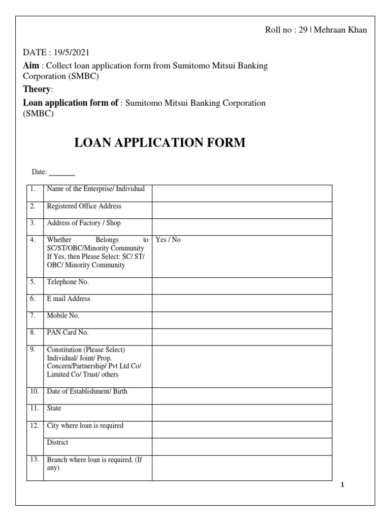 Loan Application Form | PDF | Credit | Finance & Money Management