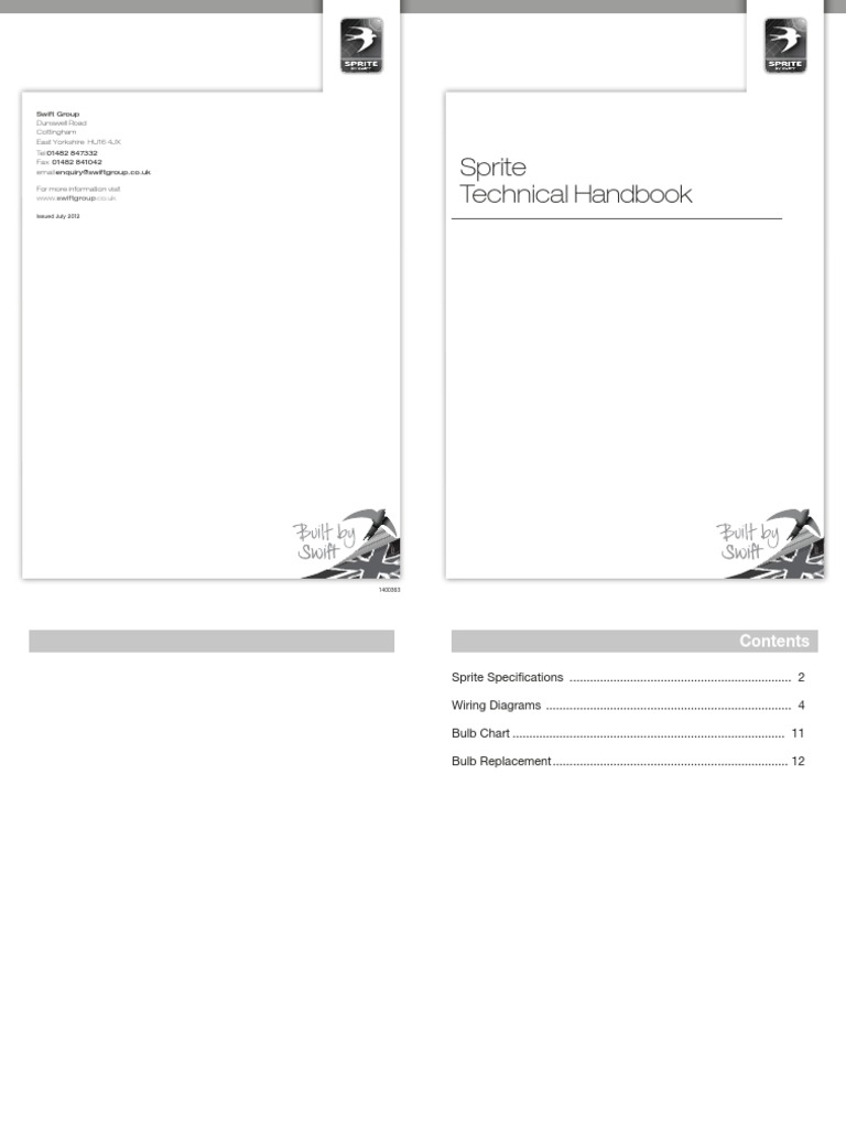 Sprite Caravan Technical Specifications | PDF | Electrical Components ...