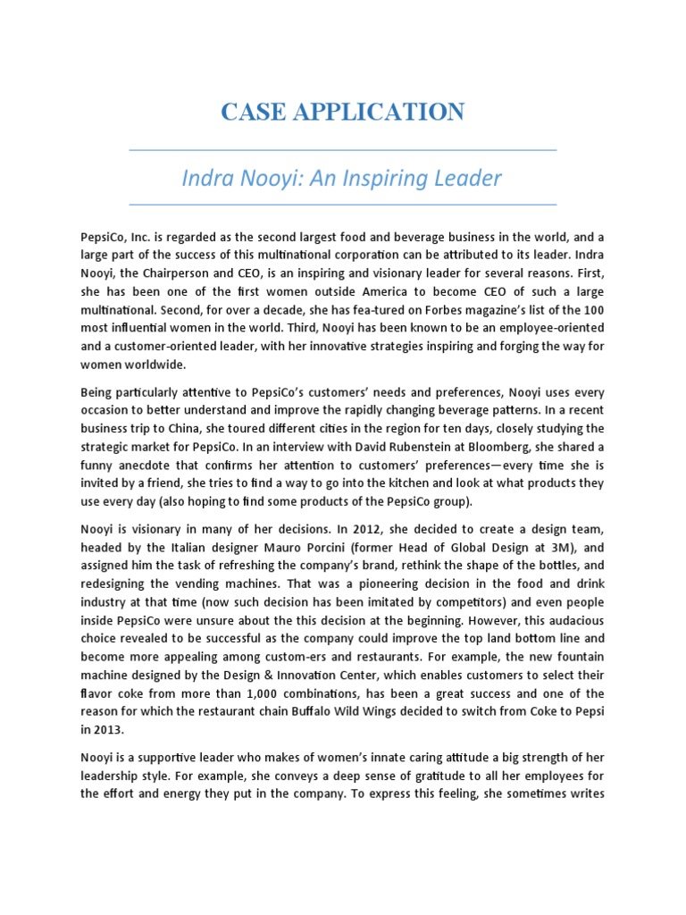 Leadership Case Study | PDF | Pepsi Co | Leadership