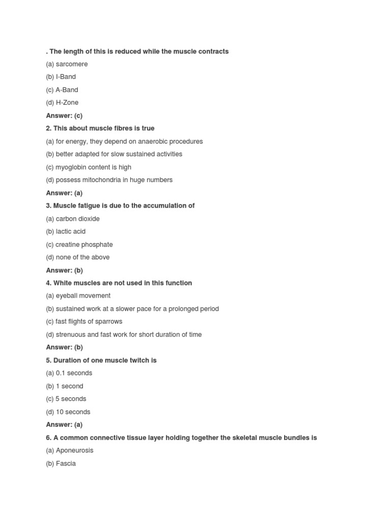MCQ - Muscle | PDF | Muscle Contraction | Skeletal Muscle
