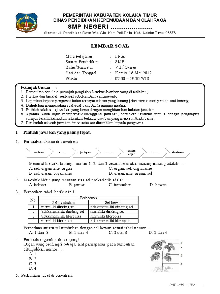 Soal IPA SMP Kelas VII Semester Genap | PDF