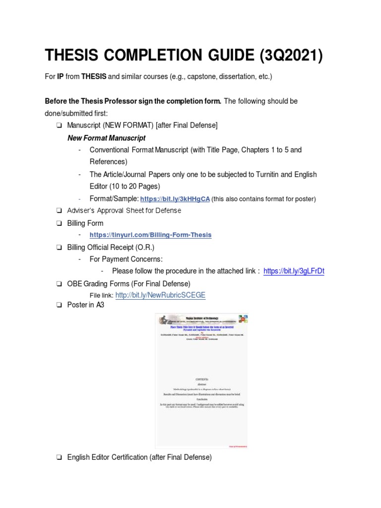 Thesis Completion Guide (3Q2021) : Before The Thesis Professor Sign The ...