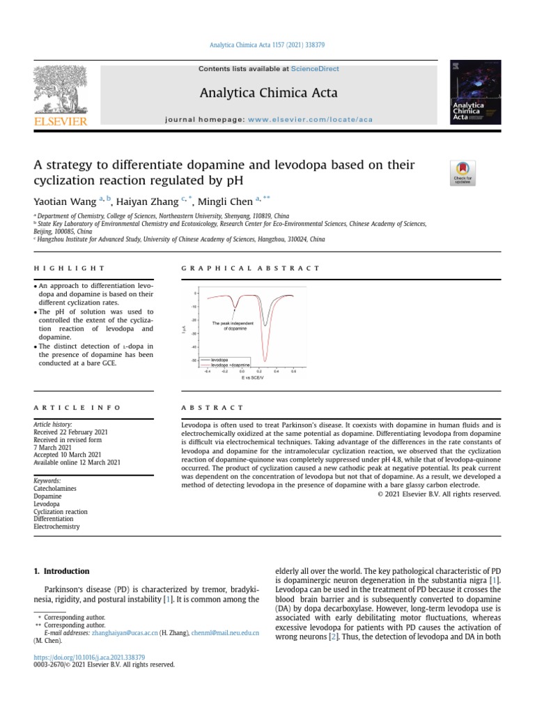 Analytica Chimica Acta: Yaotian Wang, Haiyan Zhang, Mingli Chen | PDF | Redox | Ph