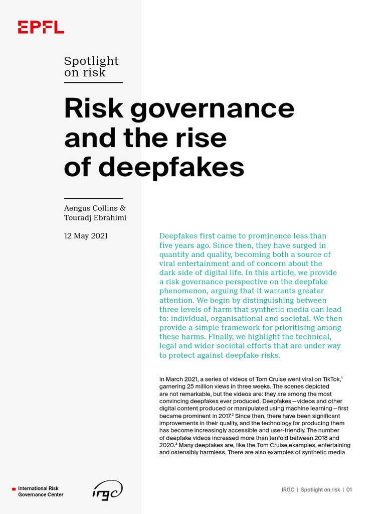IRGC (2021) - Spotlight - Risk Governance and The Rise of Deepfakes ...