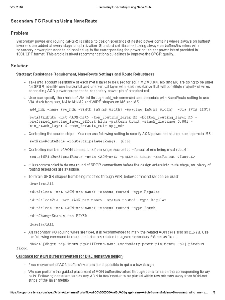 Secondary Pg Routing Using Nanoroute Pdf Computer Engineering 0189