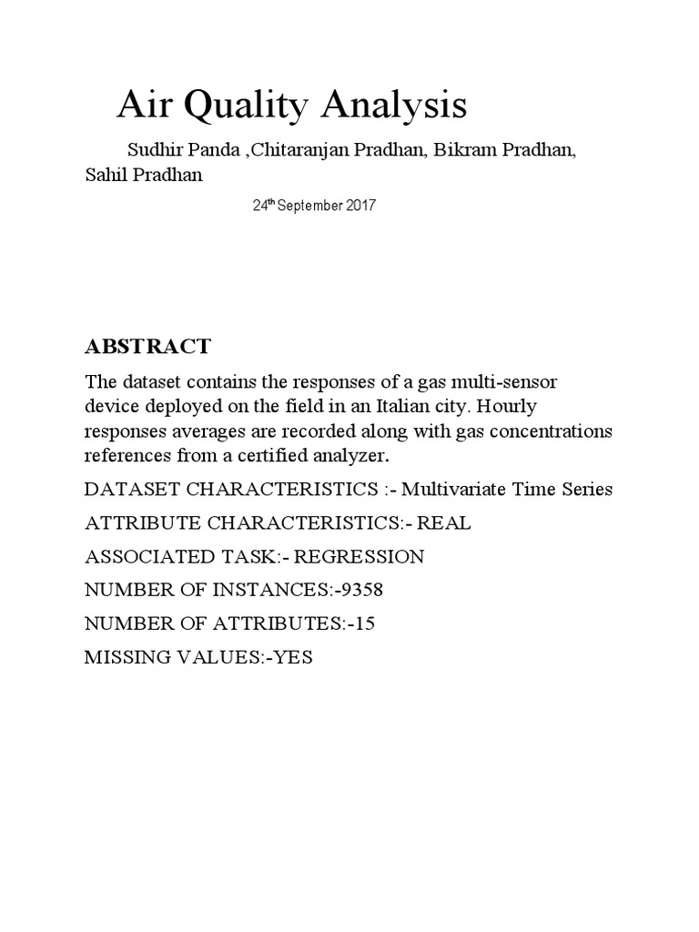 Air Quality Analysis | PDF | Artificial Neural Network | Statistics