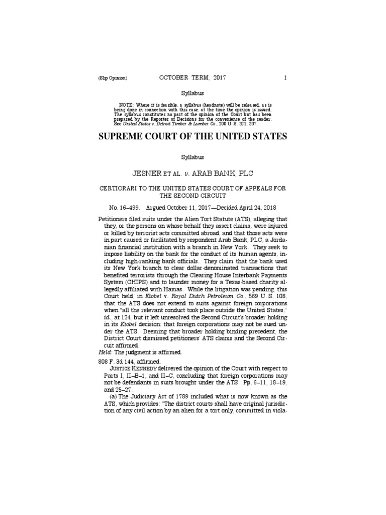 07 Jesner v. Arab Bank | PDF | Common Law | Judiciaries