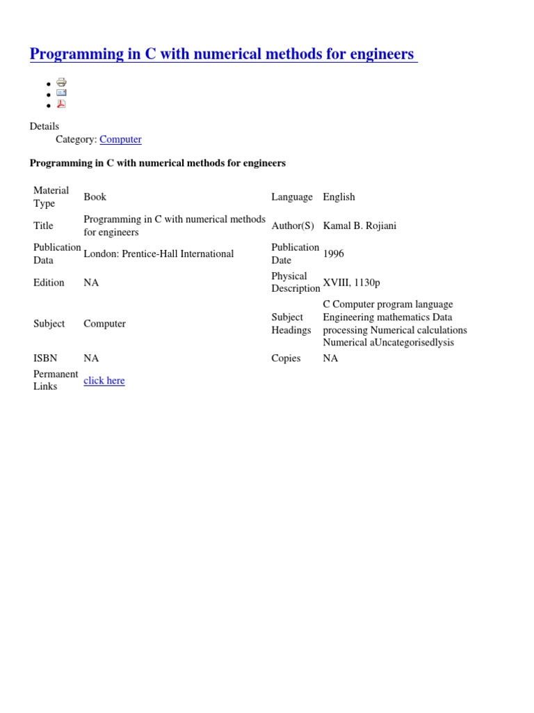 C Programming for Numerical Methods | PDF