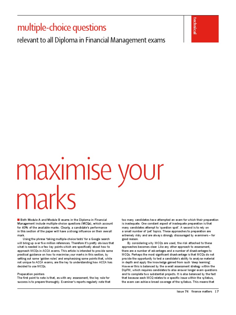 Maximise Your Marks: Multiple-Choice Questions | PDF | Multiple Choice ...