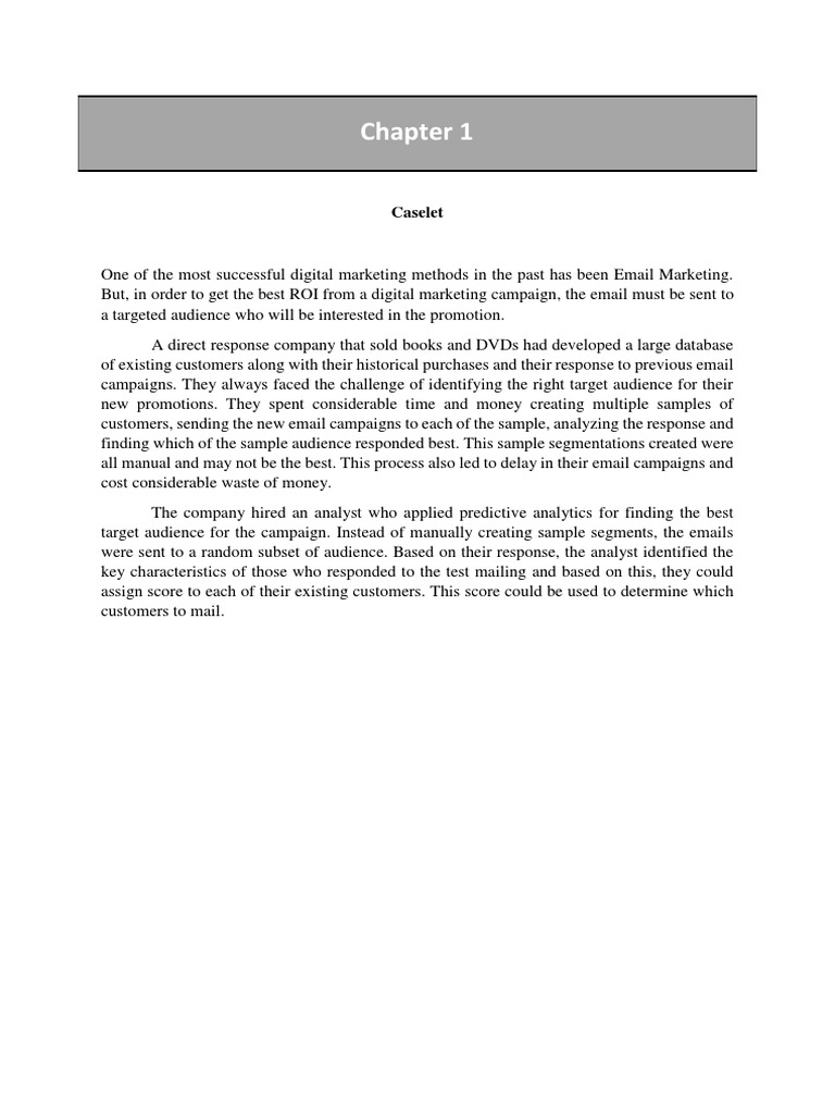 Applied Predictive Analytics - Caselets | PDF | Data Analysis | Statistical Classification