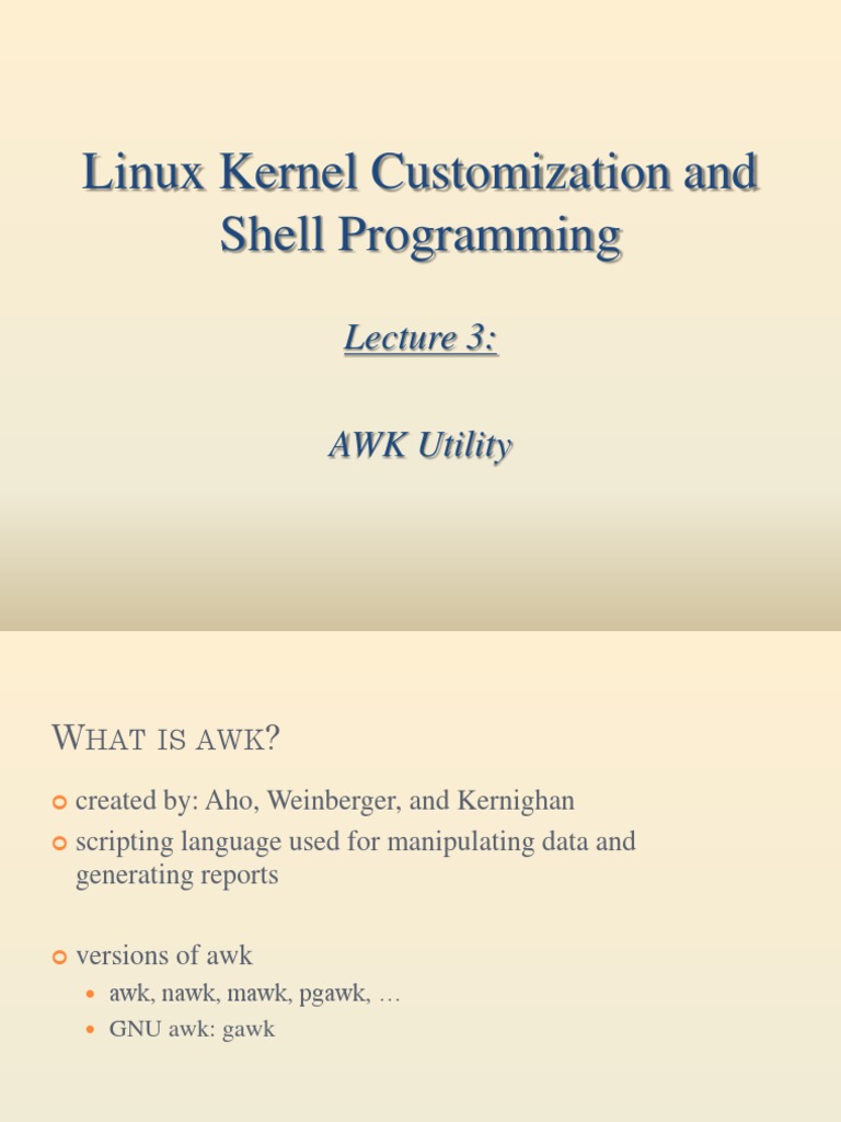 Lecture 3 - AWK Utility | PDF | Unix | Computer Programming
