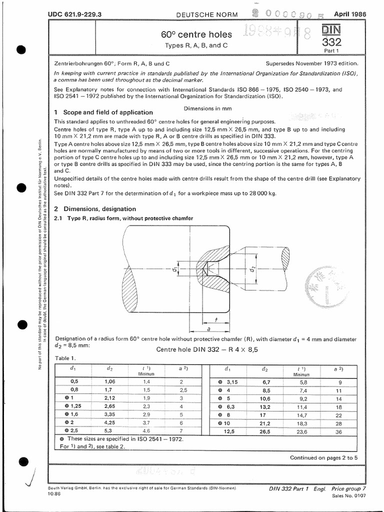 DIN 332 1 Centrirne Izvrtine | PDF
