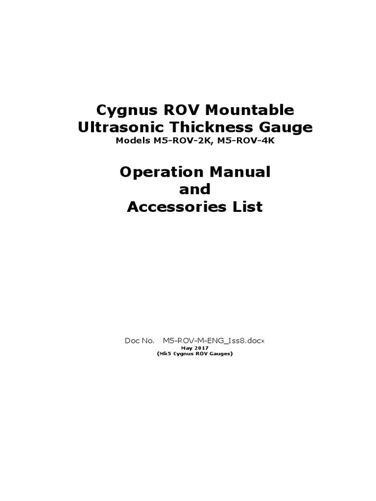 ROV Mounted UT Gauge | PDF | Usb | Calibration