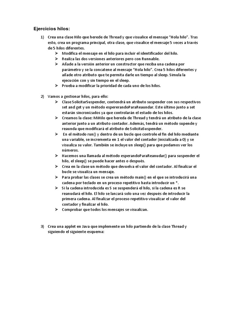 Ejercicios Multihilos | PDF | Hilo (Computación) | Programación de ...