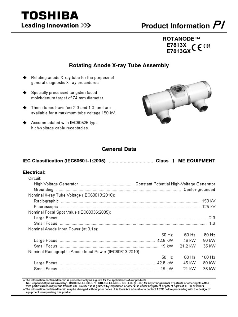 Product Information: Rotanode™ E7813X E7813GX | PDF | Vacuum Tube ...