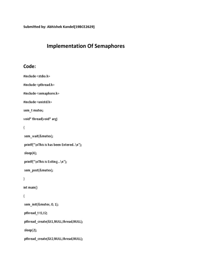 Implementation of Semaphores Oslab | PDF | Computers