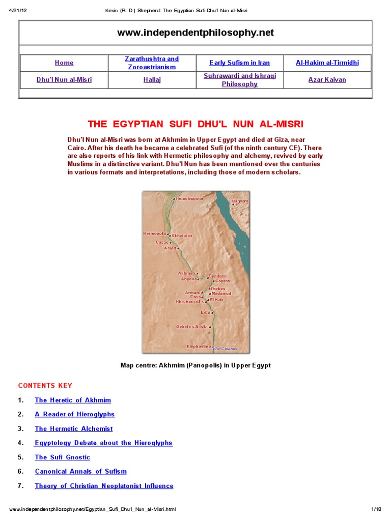 The Egyptian Sufi Dhu L Nun Al Misri | PDF | Hermes Trismegistus ...