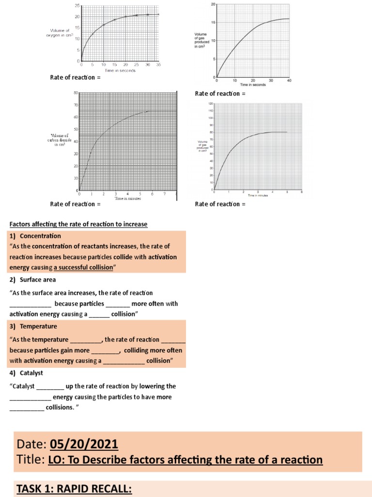 Lesson 4 - Factors Affecting The ROR | PDF | Reaction Rate | Activation ...