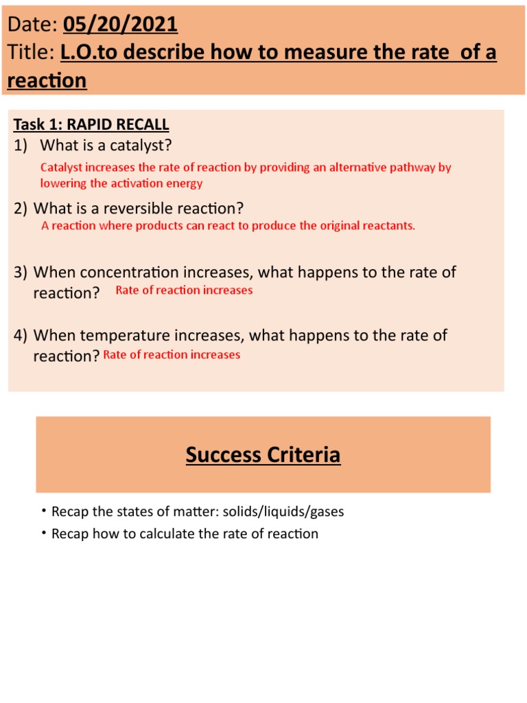 Measuring Reaction Rates Effectively | PDF | Reaction Rate | Chemical ...
