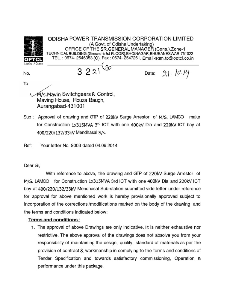 Surge Arrestor Approval for Mendhasal | PDF | Insulator (Electricity ...