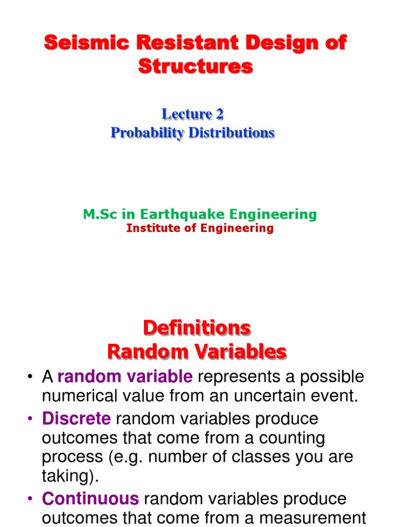 SRDS Lecture 2 Probability Distributions | PDF | Probability ...