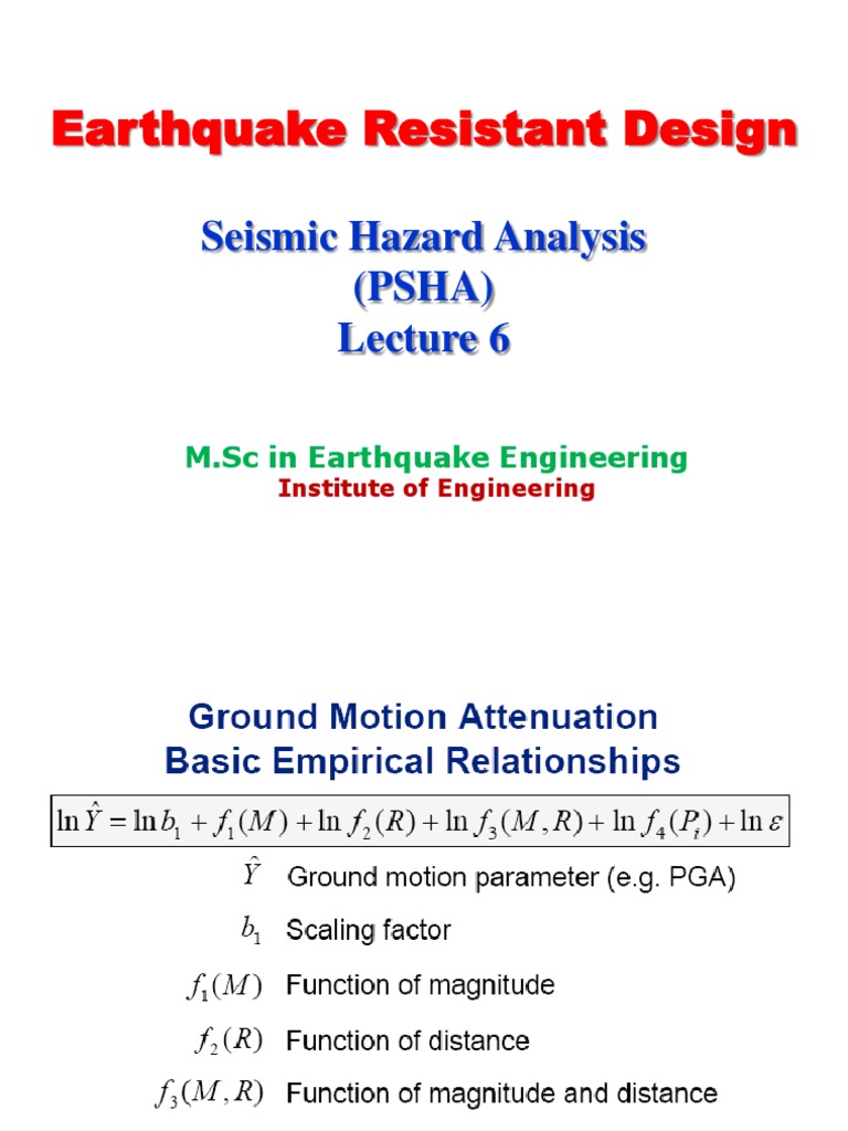 SRDS Lecture 6 Seismic Hazard Analysis (PSHA) | PDF | Poisson Distribution | Teaching Mathematics