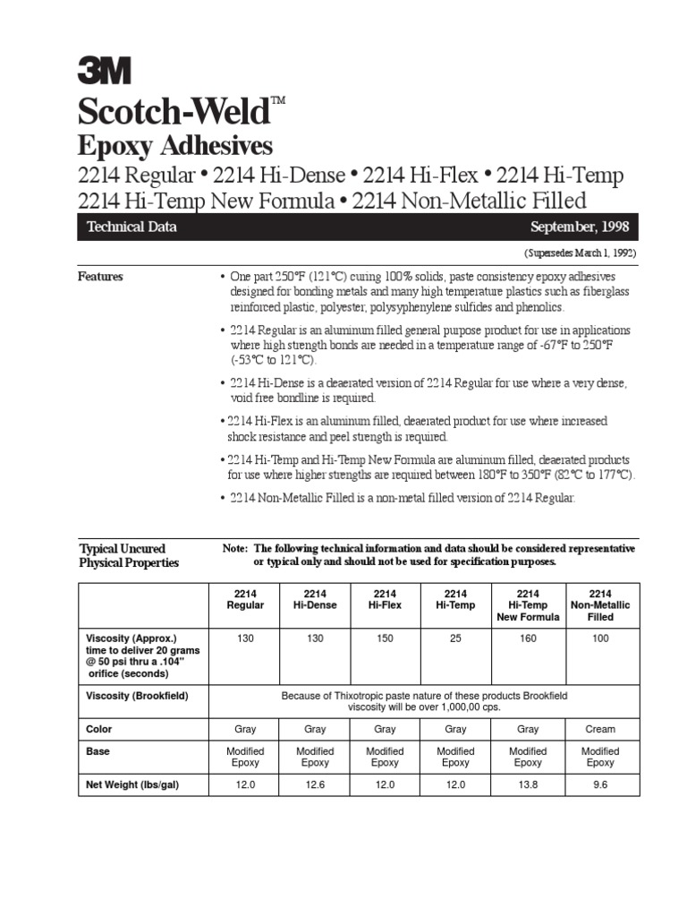 3M Scotch Weld Epoxy Adhesive 2214 | PDF | Epoxy | Adhesive