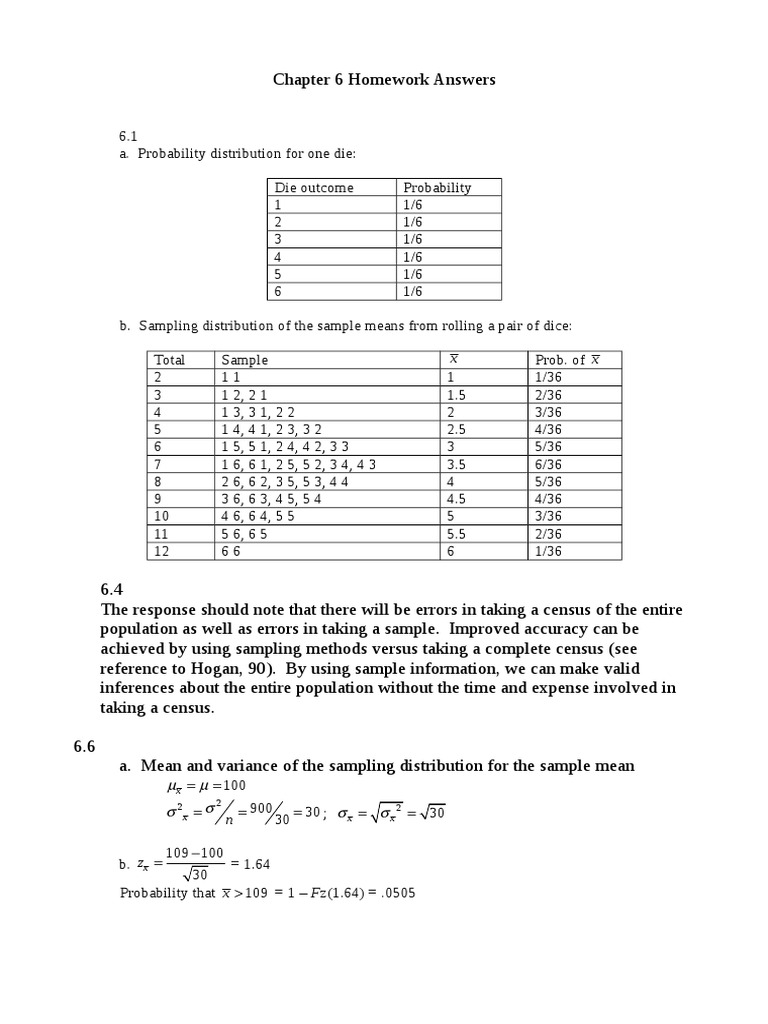 Chap6 Answers | PDF | Standard Error | Statistical Analysis