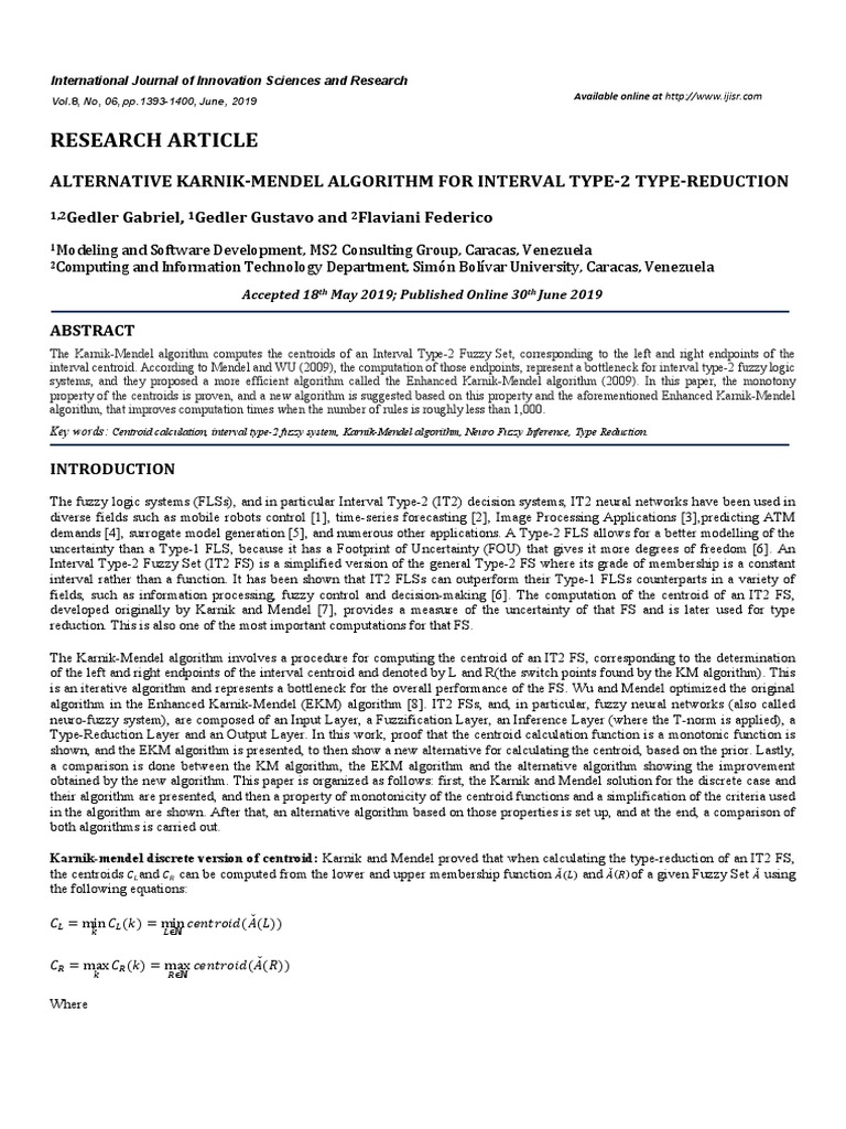 Alternative Karnik-Mendel Algorithm For Interval Type-2 Type-Reduction | PDF | Algorithms ...