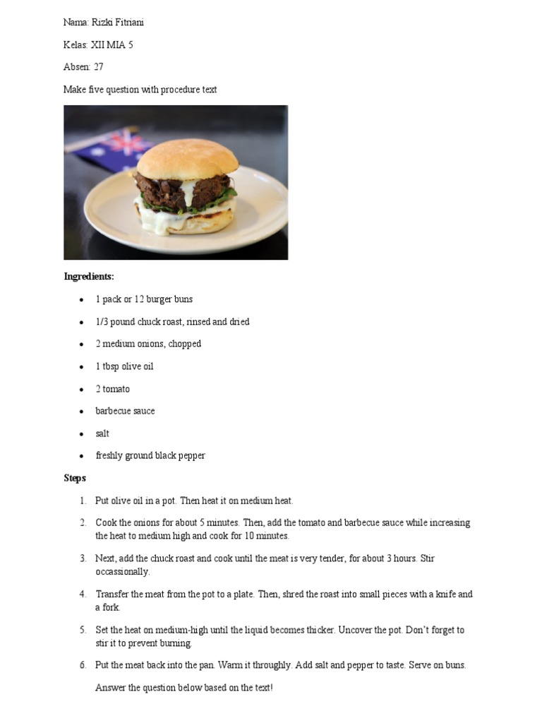 Procedure Text Food