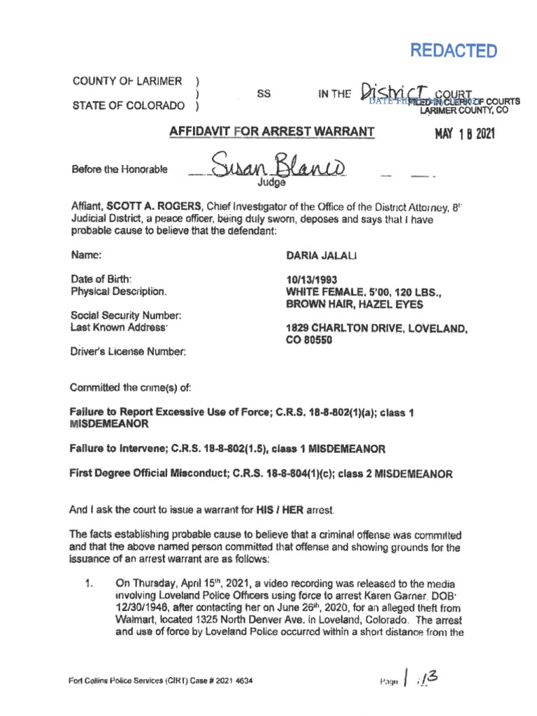 Austin Hopp and Daria Jalali Arrest Affidavits | PDF