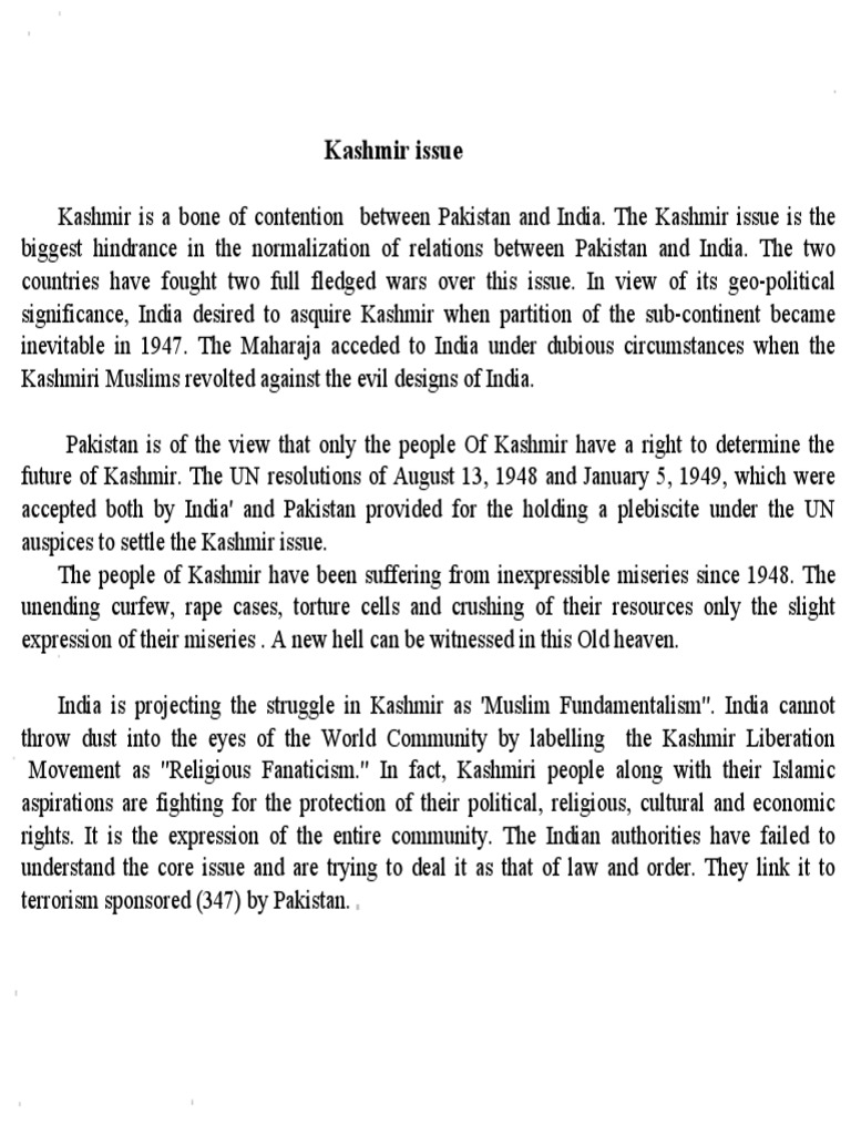 Essay On Kashmir Issue | PDF
